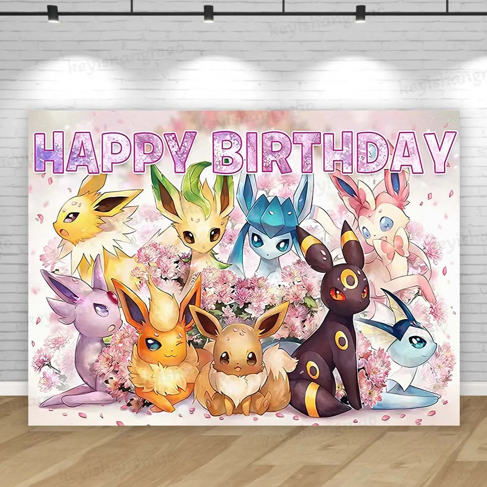 Eevee-Family-Pokemon-Backdrop-Cute-Girl-Princess-Birthday-Party ...