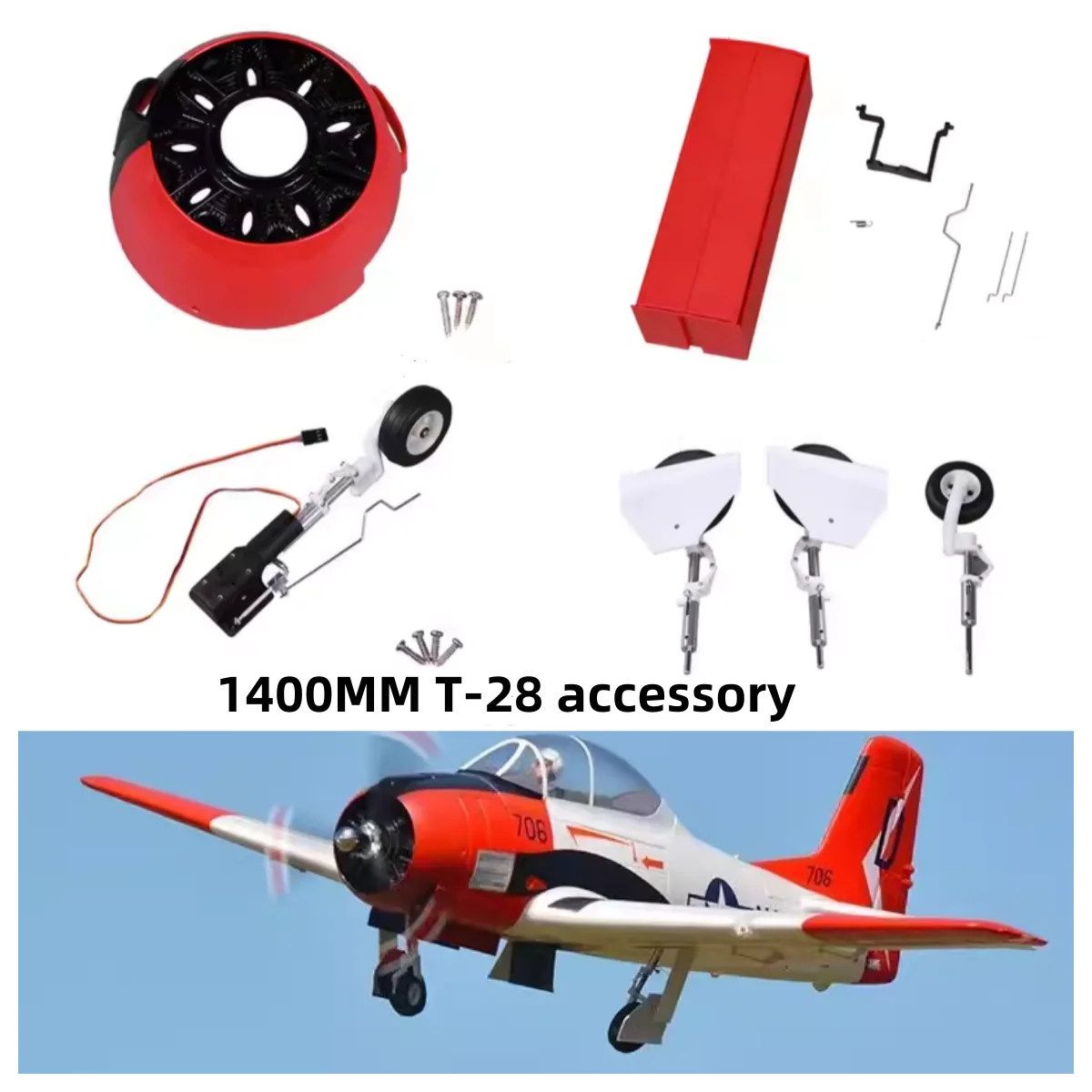 FMS-1400mm-1-4m-T28-T-28D-Trojan-V4-Parts-Propeller-Spinner-Motor-Shaft ...