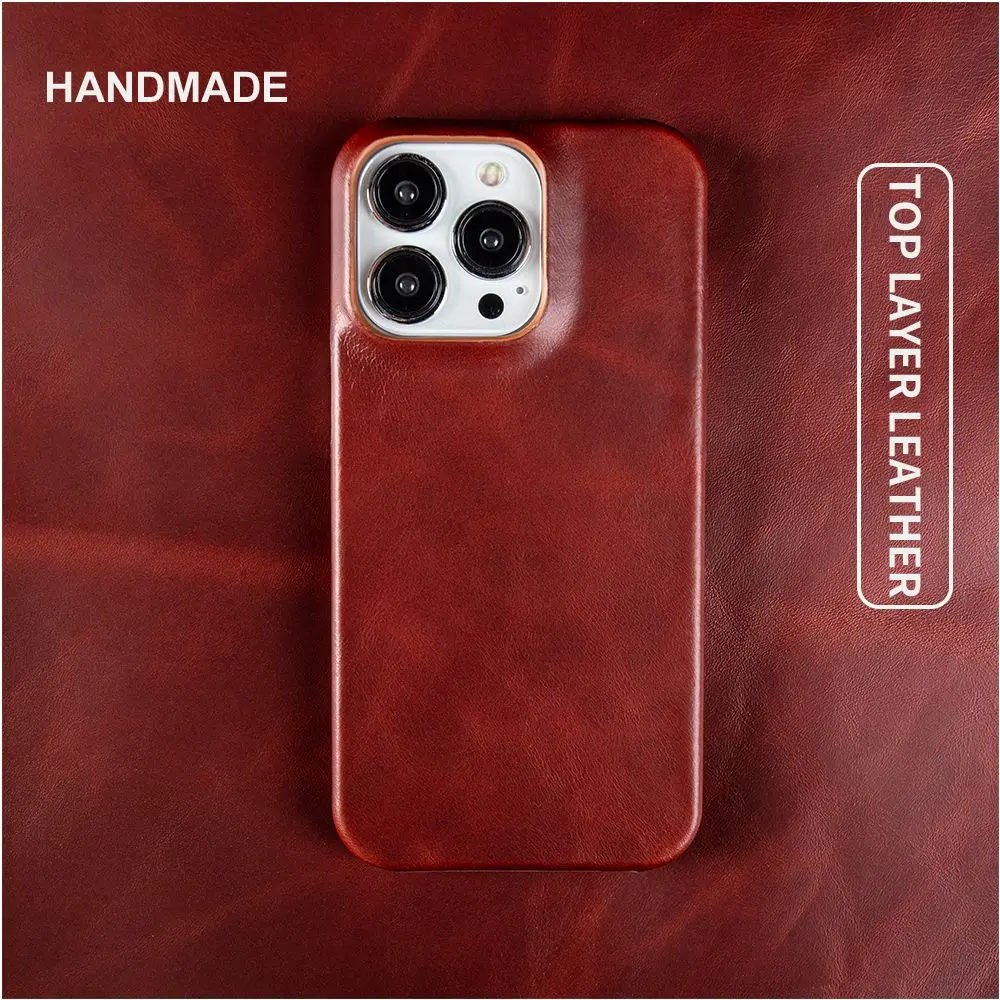 Para funda iphone 16 Pro Max fundas cera de aceite Funda de cuero ...