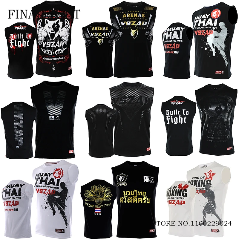VSZAP-Muay-Thai-T-Shirt-Sleeveless-Cotton-Men-Women-Boxing-MMA-Shirts-Jiujitsu-Martial-Arts ...