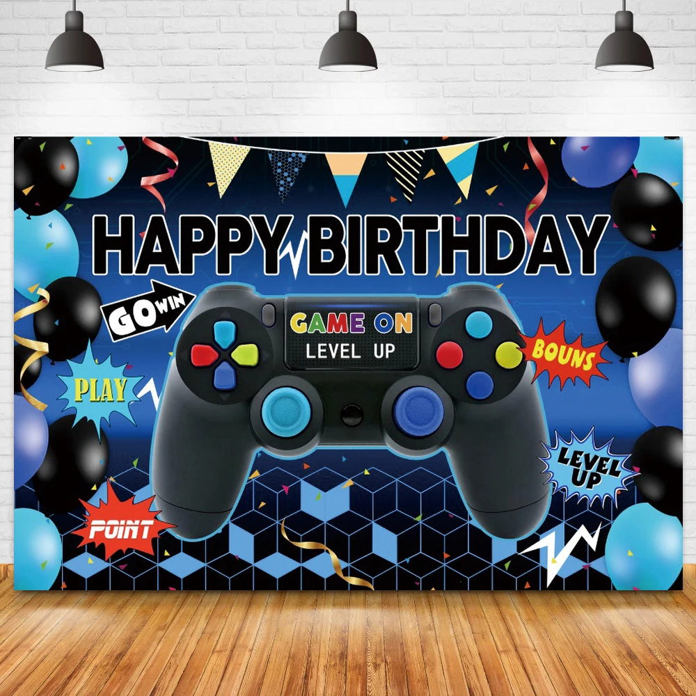 Hot-Video-Game-Boy-Birthday-Backdrop-Decoration-Play-Gamepad-Background ...