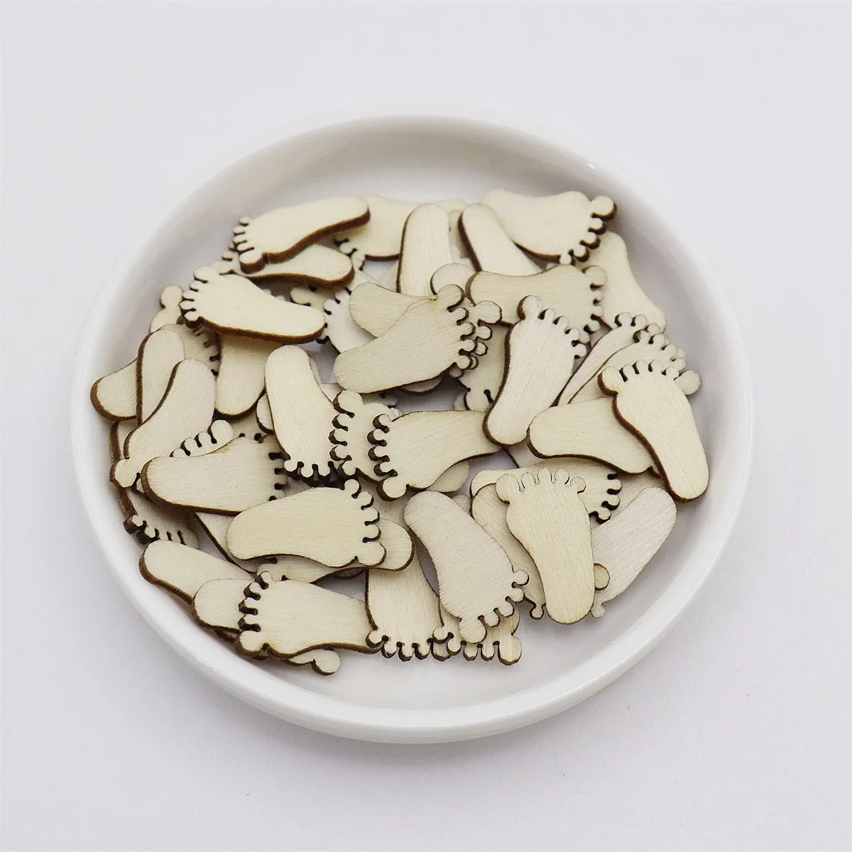 50pcs 19x11mm Wooden Baby Foot Feet Embellishments Wood Cutouts DIY ...
