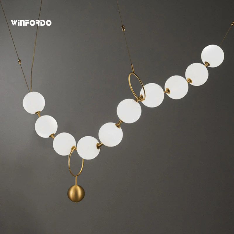 Modern White Glass Ball Pendant Lamp For Restaurant Hall Creative ...