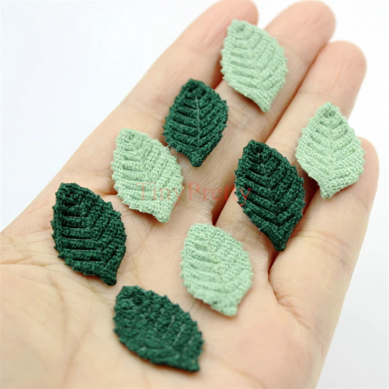 100PCS-Embossed-Tree-Leaf-Appliques-Artificial-Fabric-Leaf-Accessory ...