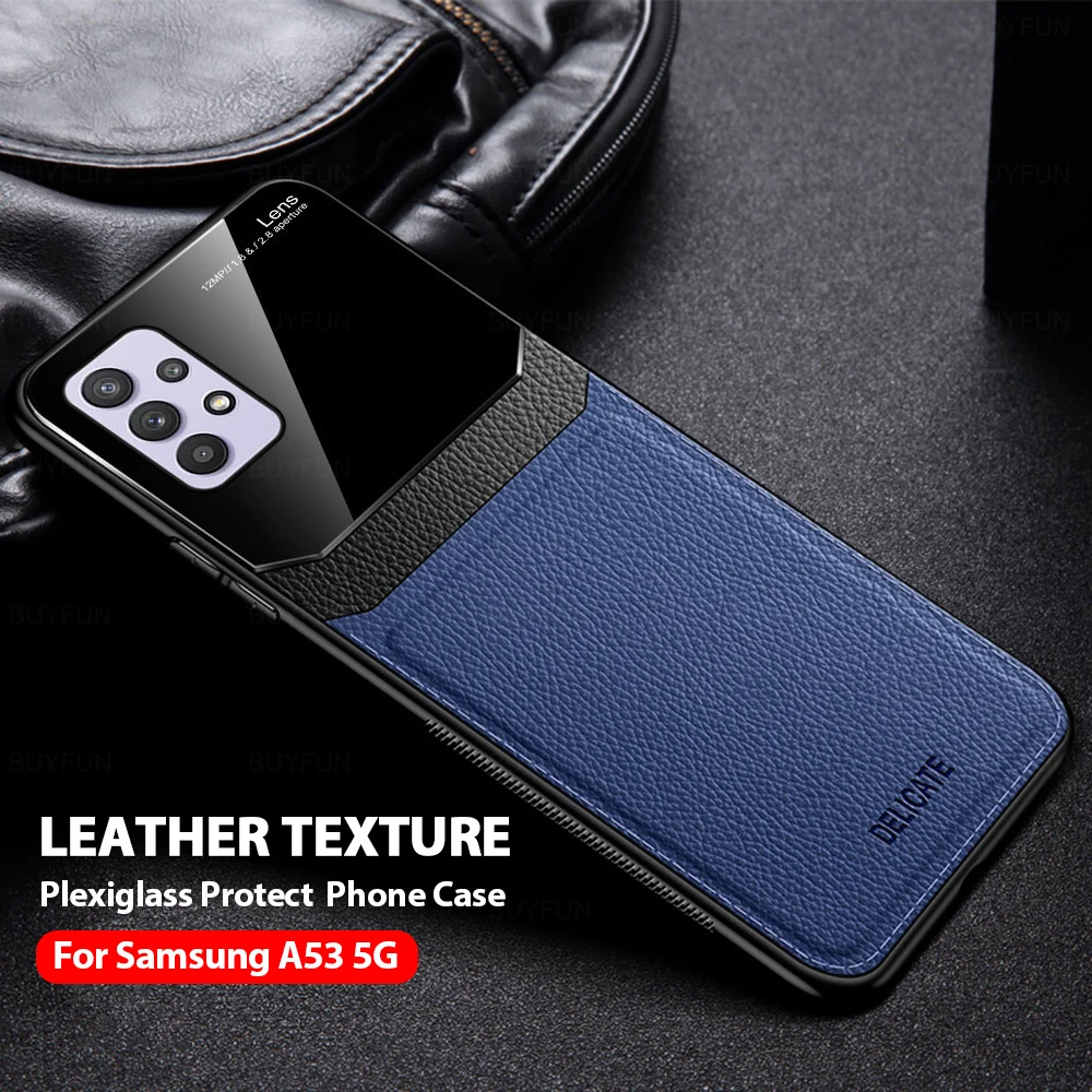 Samsun A53 Case Leather Plexiglass Protect Back Covers For Samsung ...