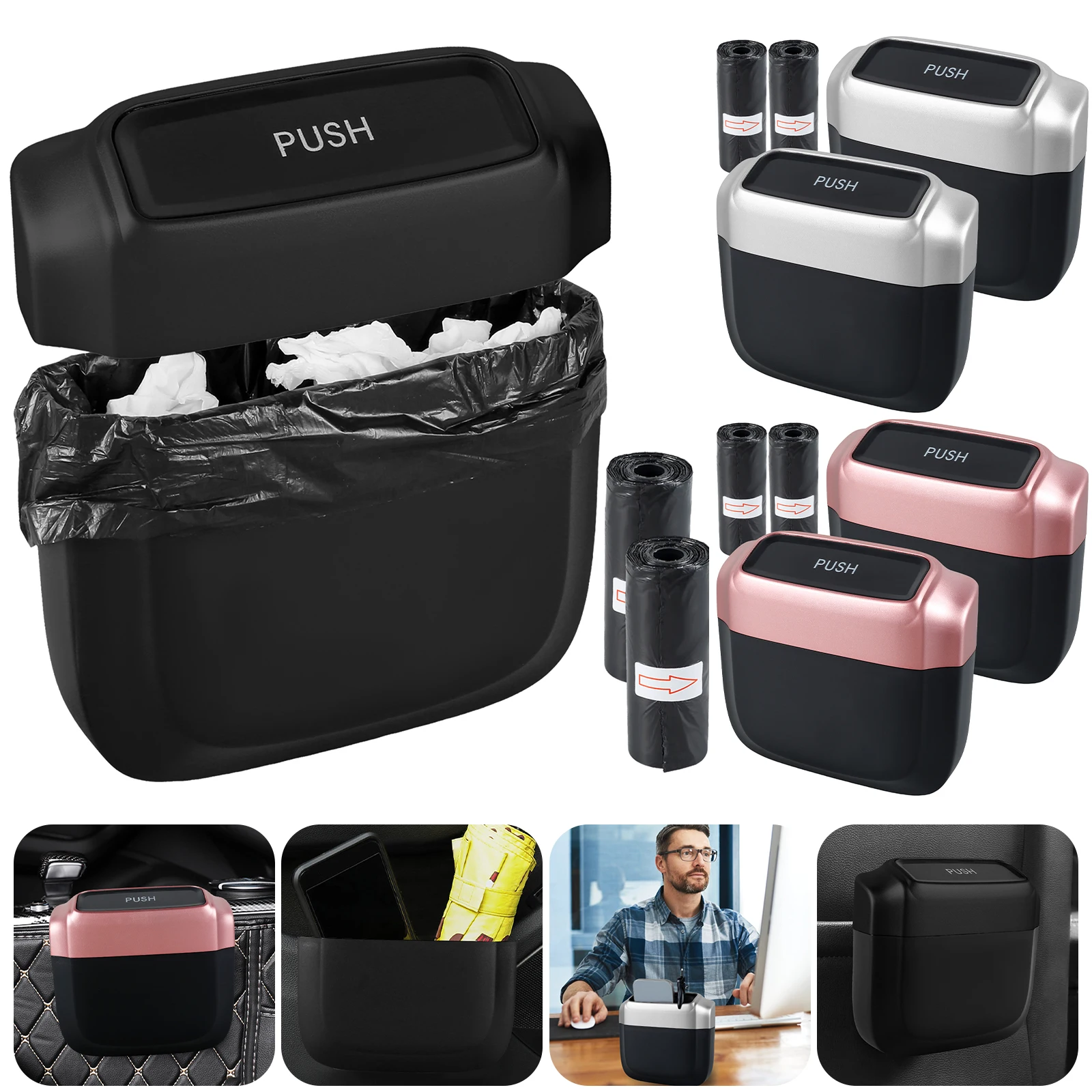 1-2Pcs-New-Car-Trash-Can-with-Lid-Leakproof-Car-Garbage-Bin-with-2 ...