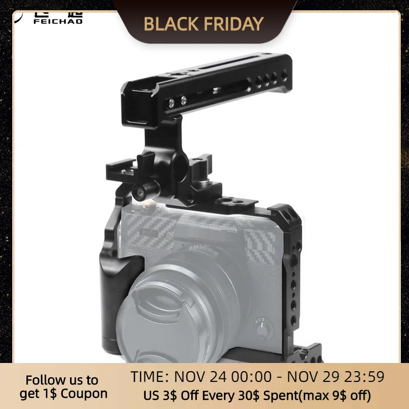 Camera Cage Rig Handle Grip Top 15mm Rod Clamp Mount For Slr Fujifilm ...