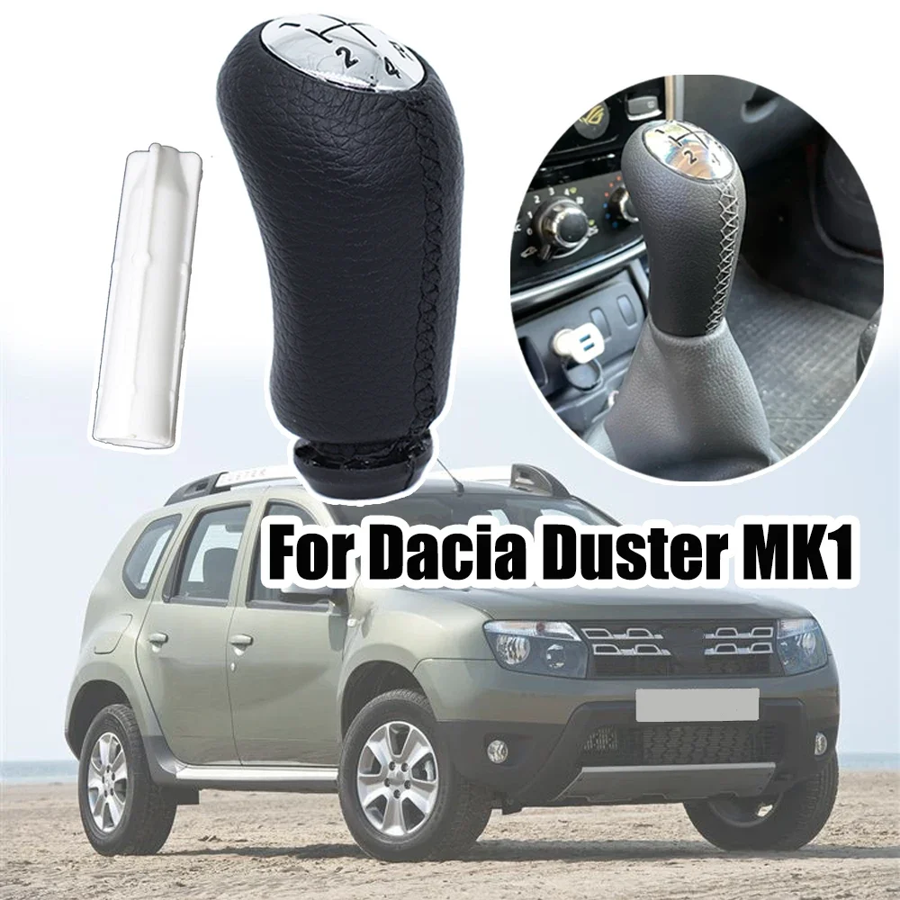 Black Stitch Cap MT Gear Shift Knob Leather For Dacia Duster Renault ...