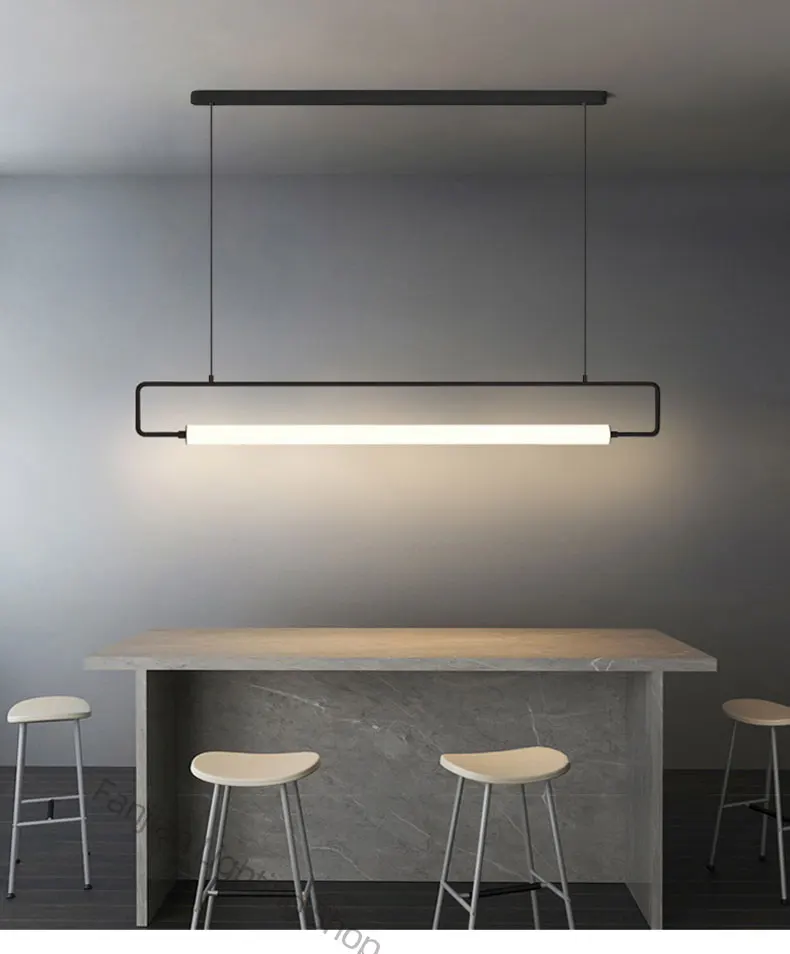 Nordic Minimalist Bar Hanging Rectangular Frame Pendant Light#N##N ...