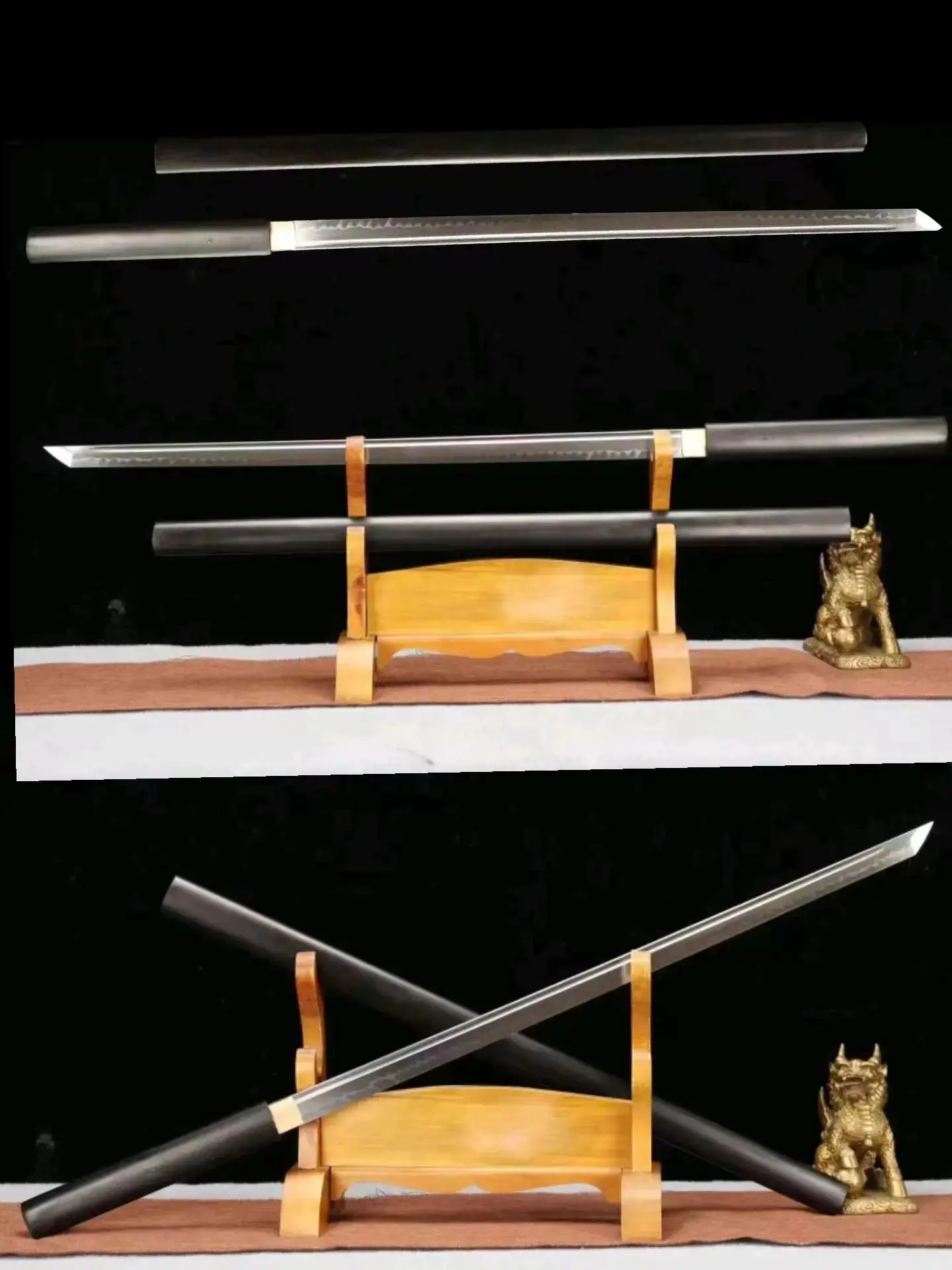 New-Chinese-Kungfu-Stick-Battle-Sword-Real-Multi-Folded-Clay-Burnt ...