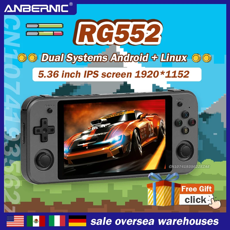 Original anbernic rg552 handheld console de jogos sistemas duplos ...