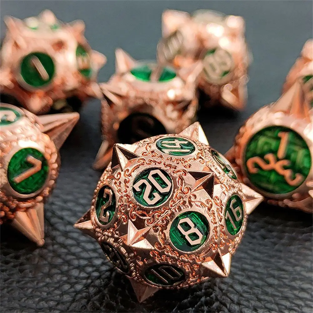 7Pcs-Metal-Dices-Polyhedral-Meteor-Spike-Dice-Set-Party-Table-Games ...