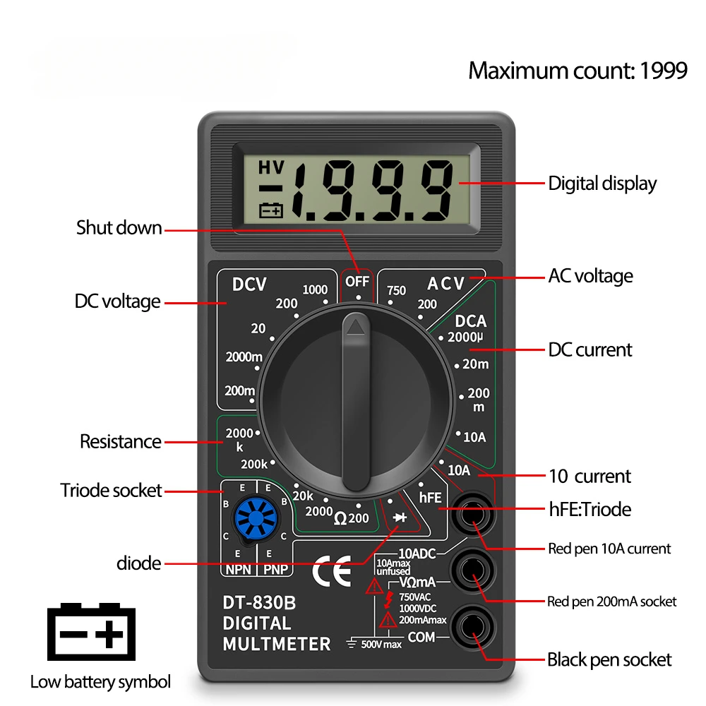 LCD-Auto-Range-Digital-Voltmeter-Multimeter-Ohmmeter-Volt-Tester ...