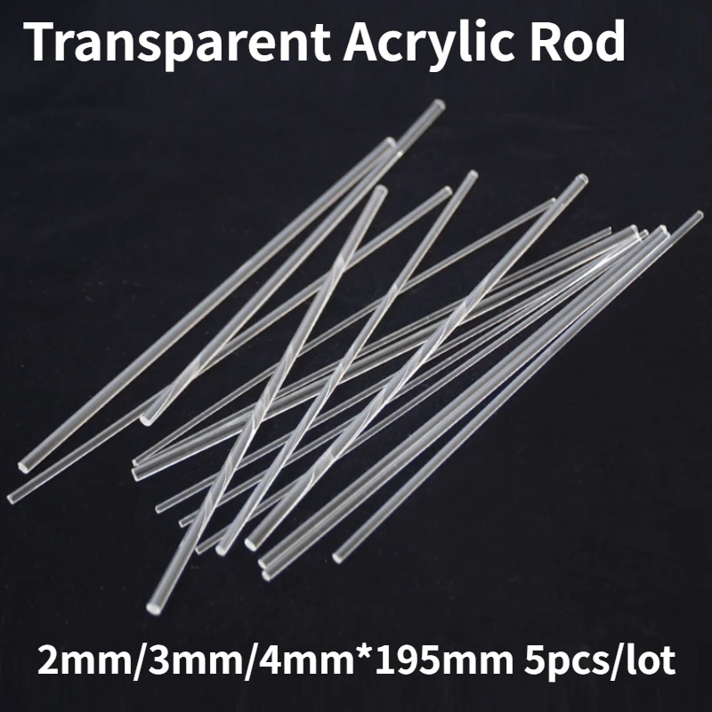 2/3/4mm*195mm 5pcs/lot Transparent Acrylic Rod Model Building Stick ...
