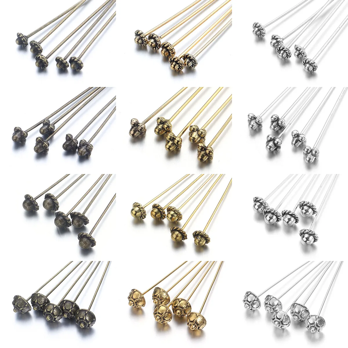 10pcs/lot 53mm Antique Silver Flower Head Pins Ball Pins Needles for ...