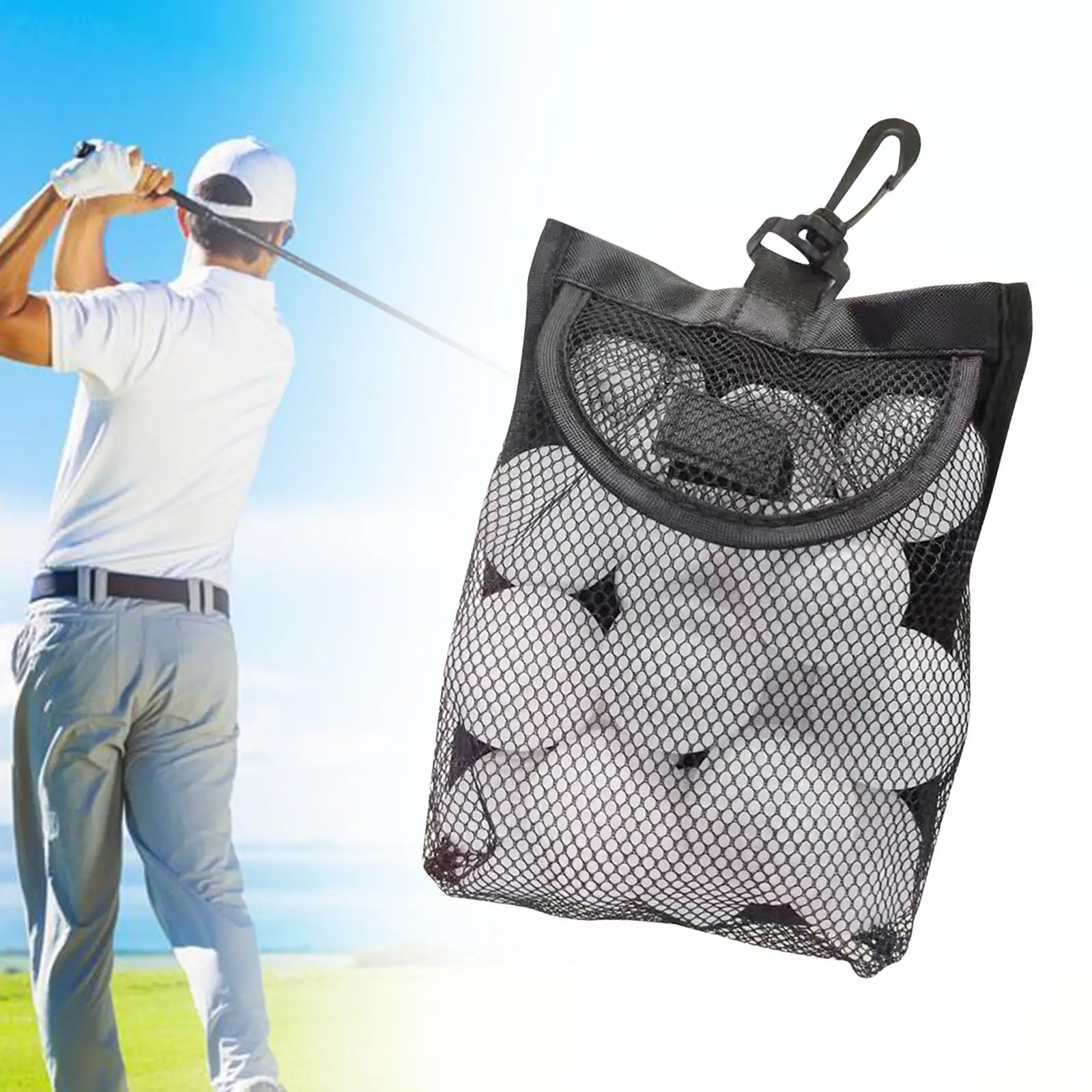 Golf-Ball-Bag-Net-Bags-Mesh-Pouch-with-hook-Golf-Ball-Storage-Bag-Table ...