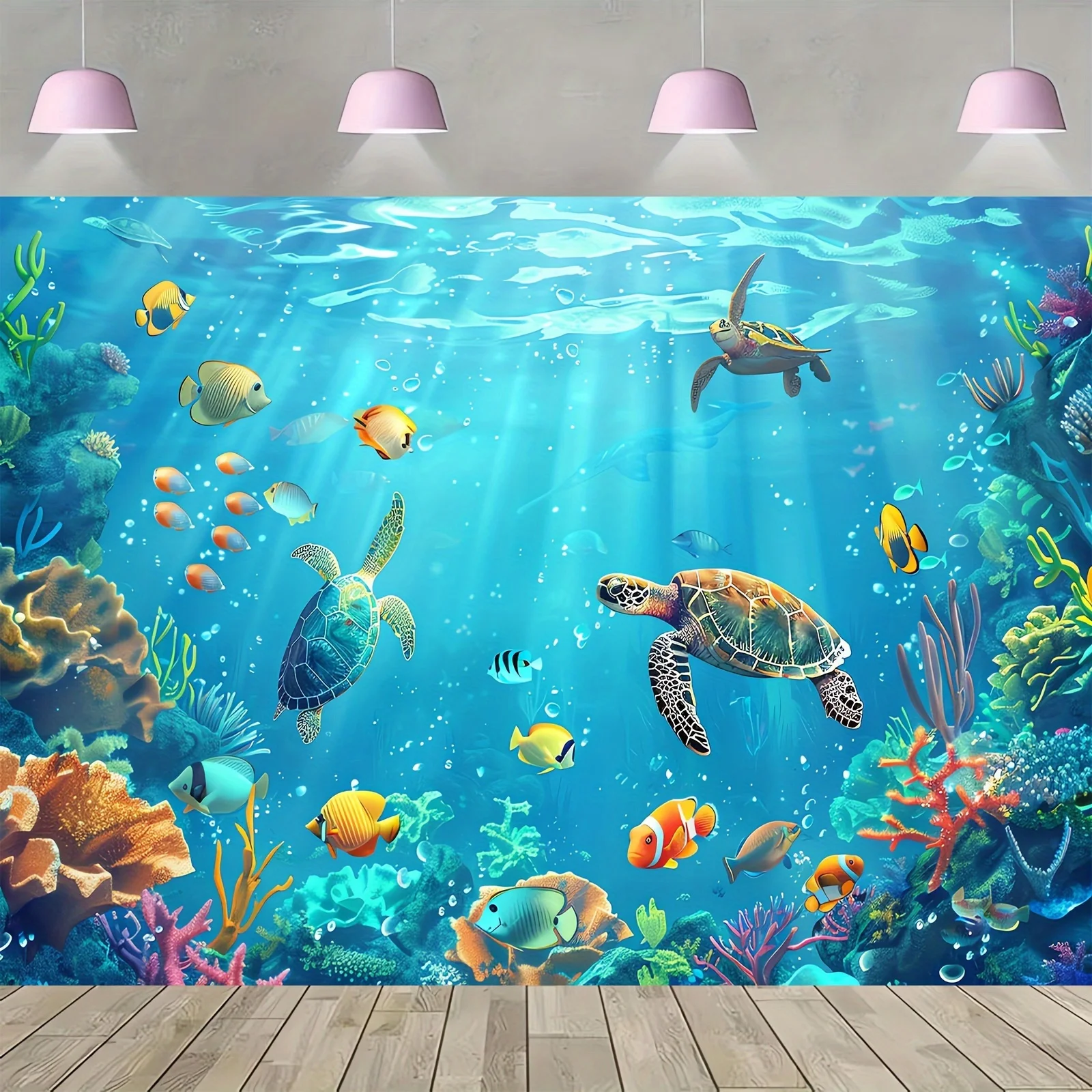 Underwater-Party-Background-Cloth-Underwater-World-Theme-with-Fish-and ...