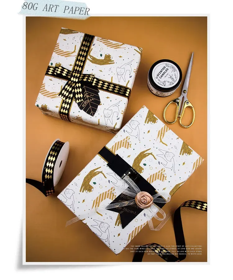 Papel de embalaje de dibujos animados, patrón de gato, regalo de ...