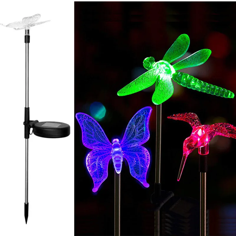 Solar Lights Outdoor Bird Butterfly Dragonfly Lawn Lamps Solar Stake ...
