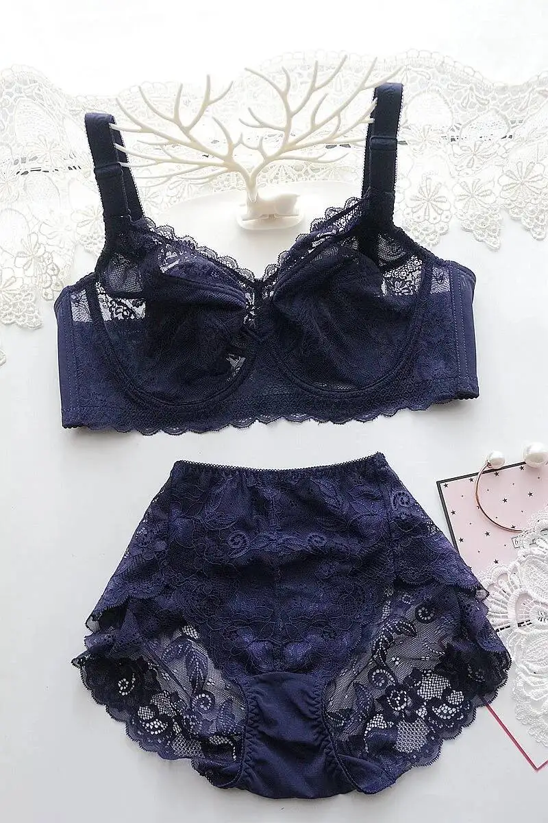34-48B C D E F G H Plus Size Women's Floral Bra & Brief Set Lingerie ...