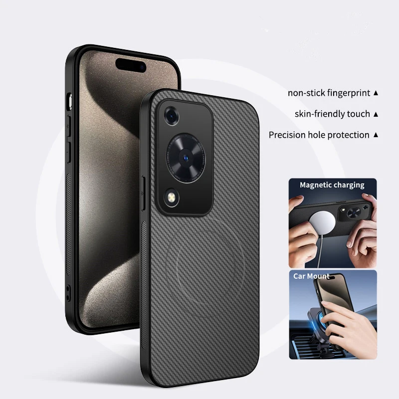 Carbon Fiber Cases For Huawei nova Y72 Y91 Y72S Wireless Charger ...