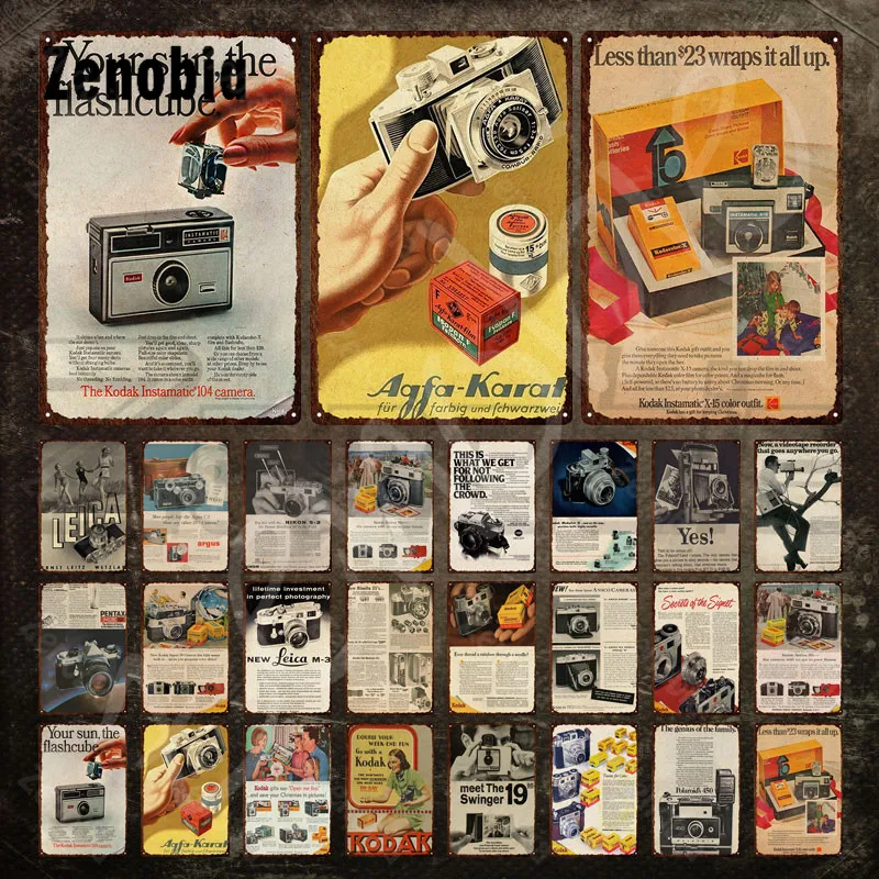 Vintage Metal Plate Camera Metal Sign Iron Painting Camera e Film Metal ...
