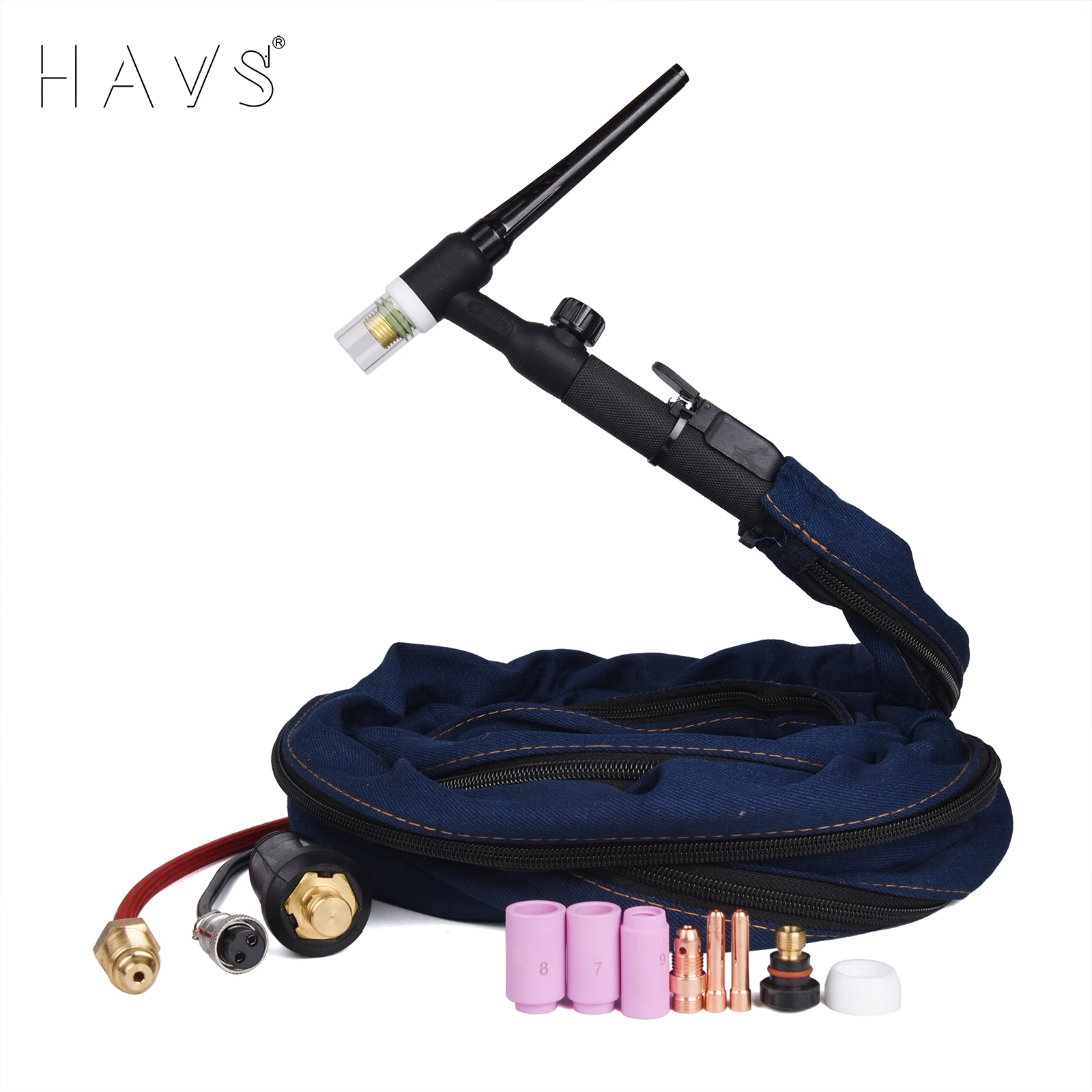 TIG 가스 텅스텐 아크 용접 토치, 유연한 헤드 가스 밸브 분리형, 5/8 UNF 35 50 10 25 커넥터 포함, 13FT ...