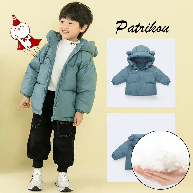 Winter Boys Thick Down Jacket Kids Long Sleeve Warm Coats 1-6y Young Children Casual Clothing ...