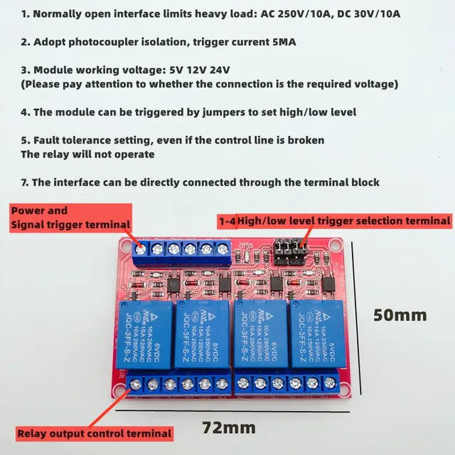 High/Low Level Trigger Relay Module,1/2/4/6/8 Channel,5V12V24V,Home Intelligent Control Module ...