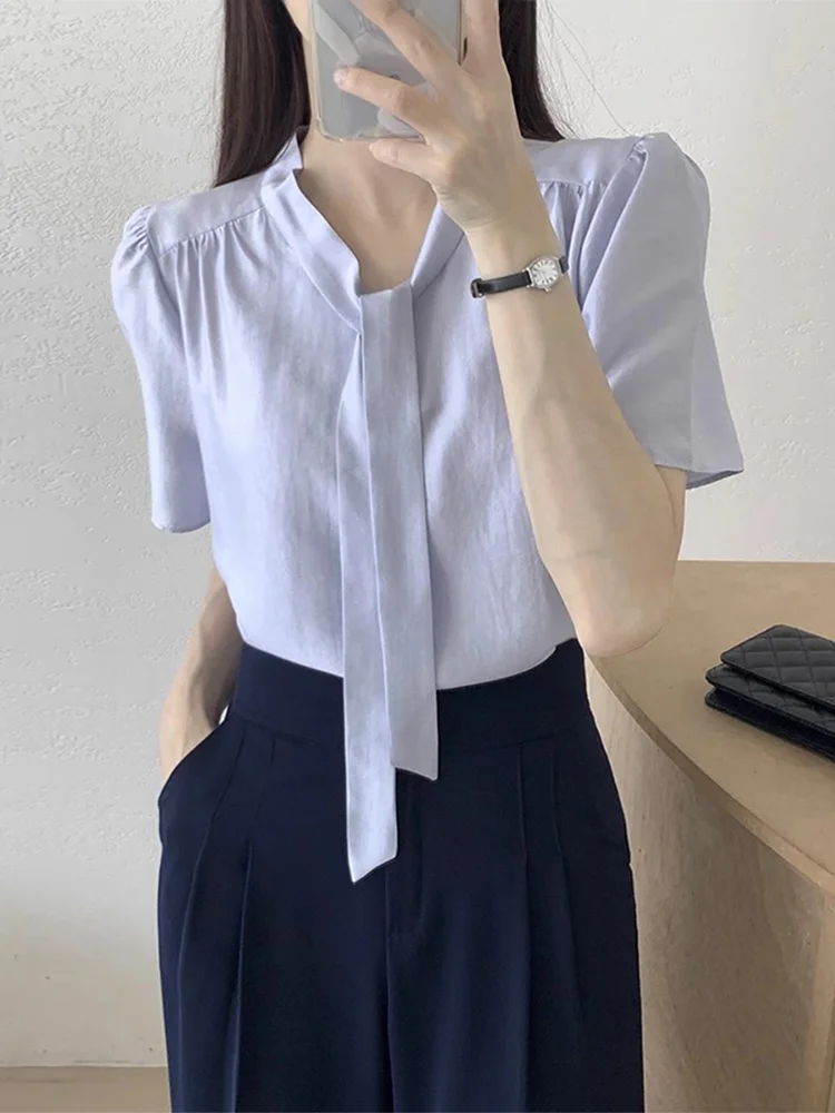 South-korea-Chic-Summer-Temperament-Stand-Collar-Lace-up-Double-sided ...