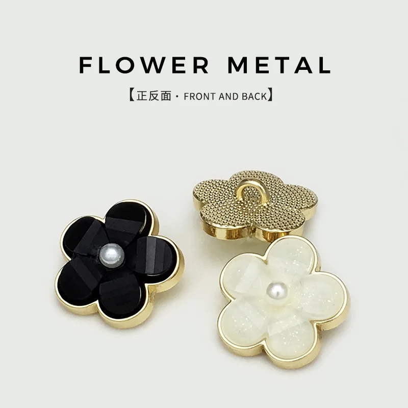10pcs 15/18mm Fashion Flower Pearl Decorative Metal Buttons for ...