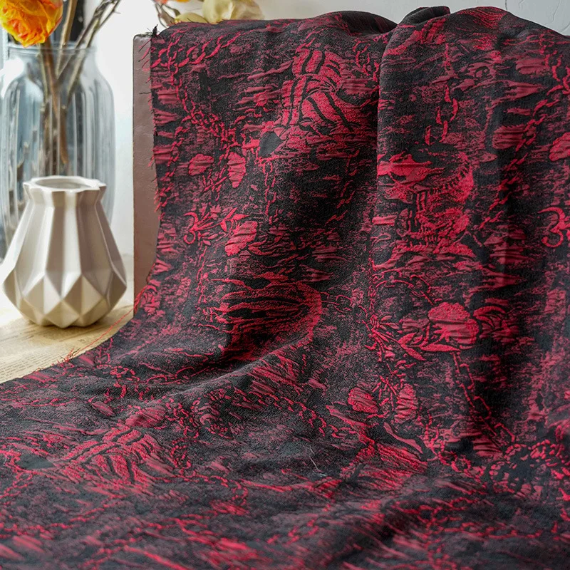 Red And Black Damask Fabric