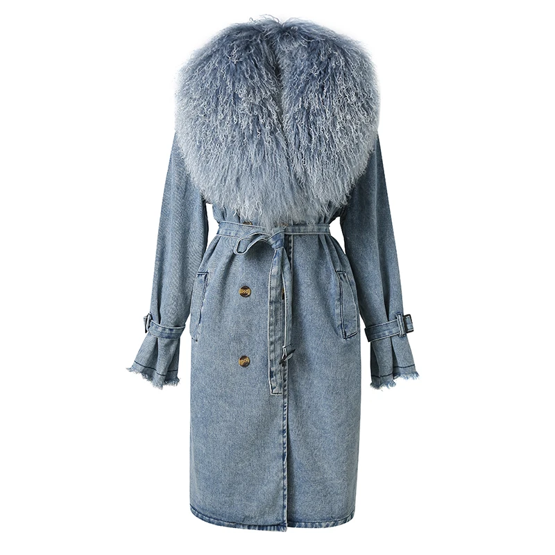 Lady-Fashion-Mongolian-Fur-Collar-Denim-Jacket-Spring-Autumn-Long ...