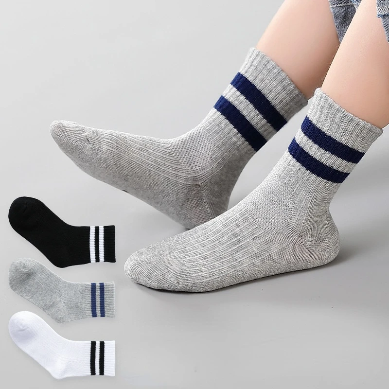 3 Pairs 3-15 Years Kids Socks Boys Girls Spring Autumn Cotton Striped ...