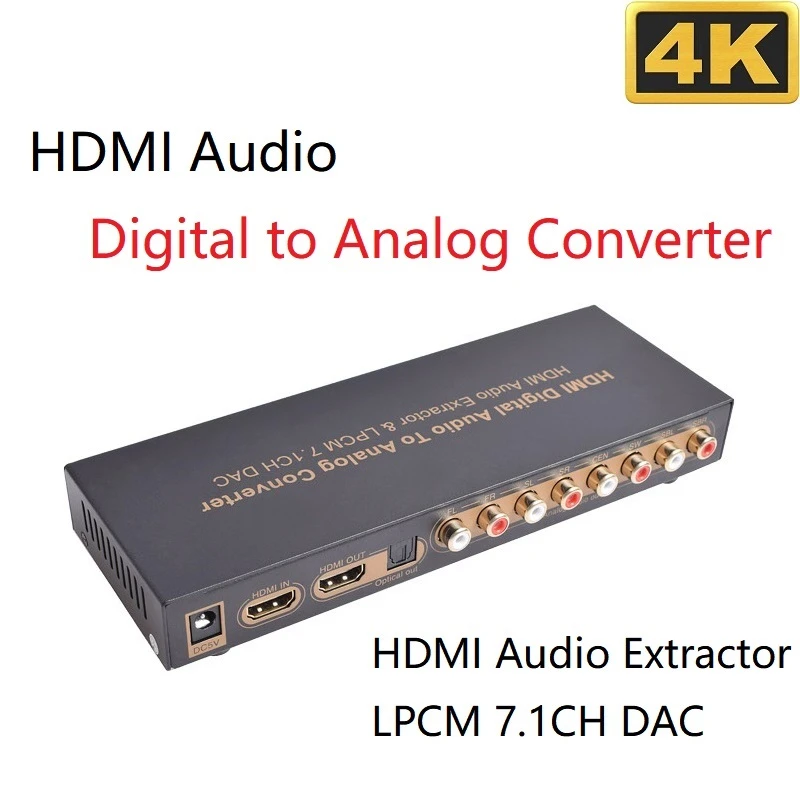 4k Hdmi To Hdmi Audio Extractor V1.4 Lpcm 7.1 Ch Dac Converter No ...