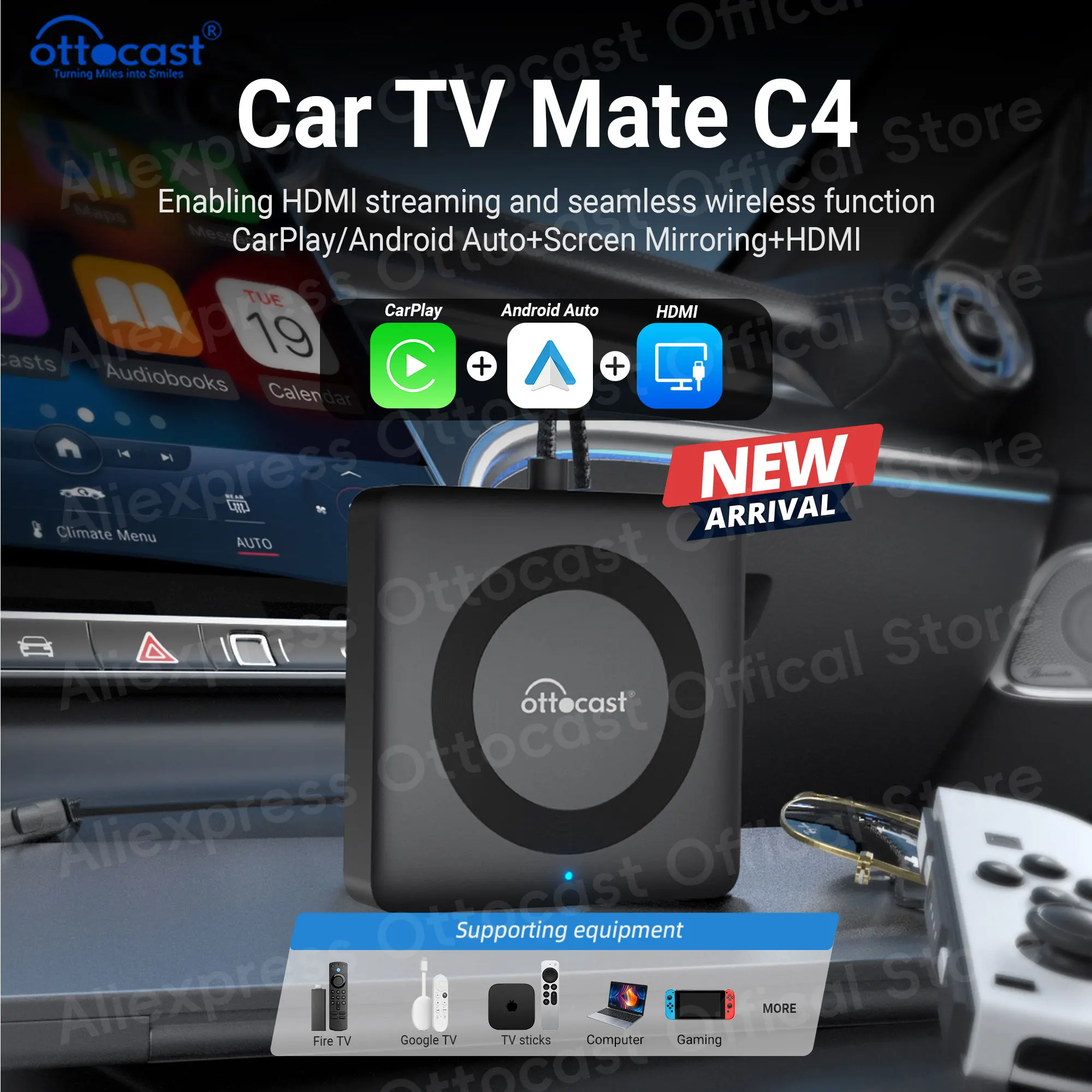 OTTOCAST-Car-TV-Mate-Pro-C4-accesorios-de-coche-inal-mbrico-CarPlay-Android-Auto-adaptador ...