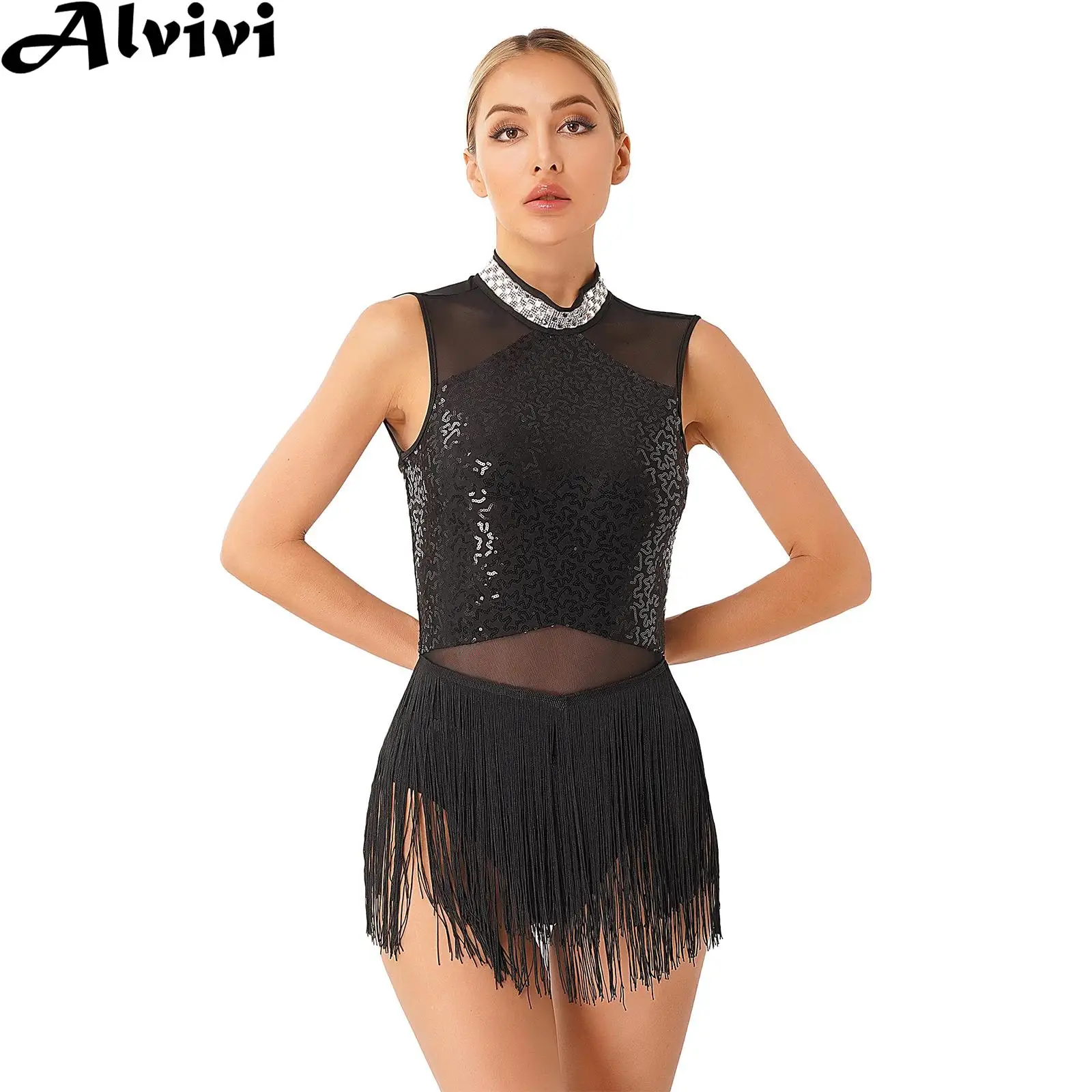 Vestido de baile latino para mujer, ropa de actuación de Tango cha cha ...