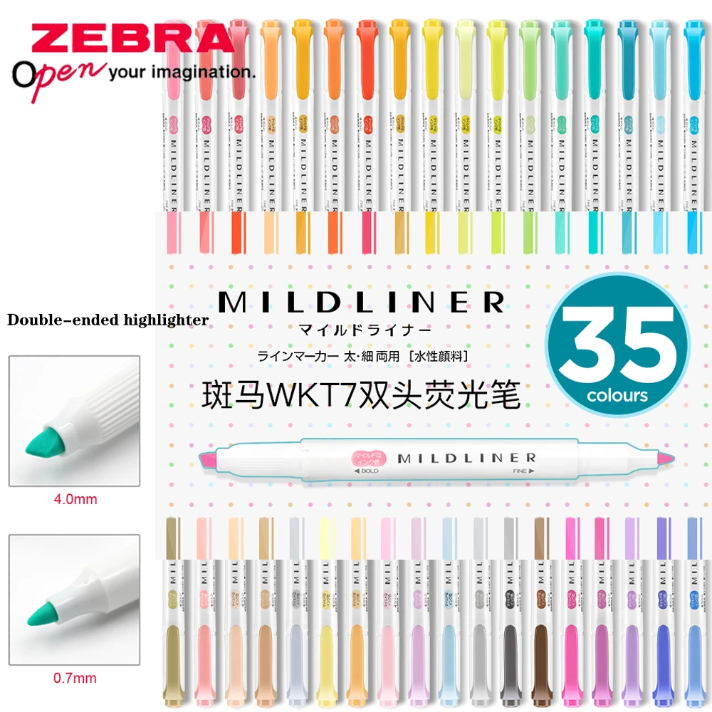 35colors Japanese Zebra Highlighter Wkt7 Thickness Double-head Marker ...