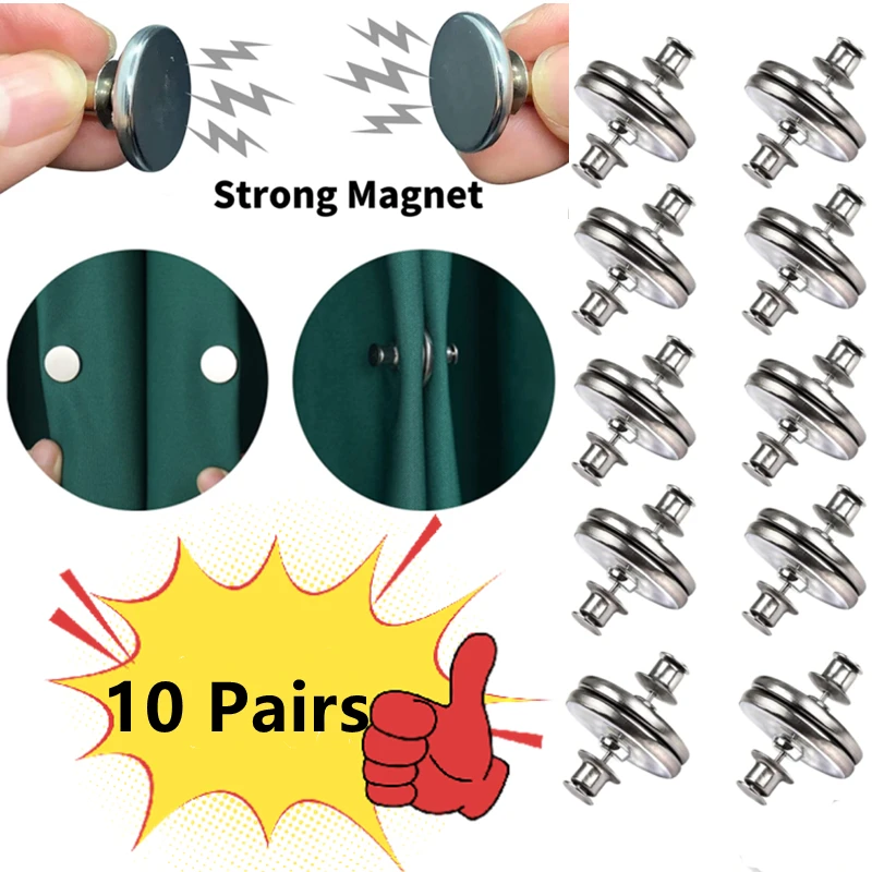 10 Pair Curtain Magnetic Button Window Curtain Close Magnet Buckle Nail ...