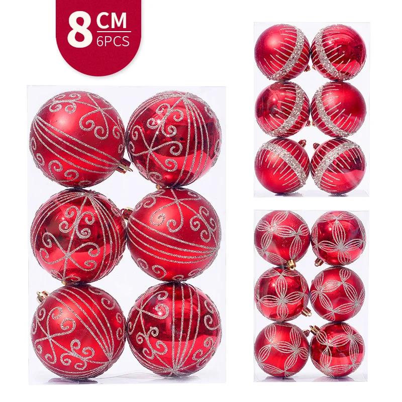 6PCS-8cm-Christmas-Ball-Painted-Christmas-Balls-Christmas-Tree-Pendants ...