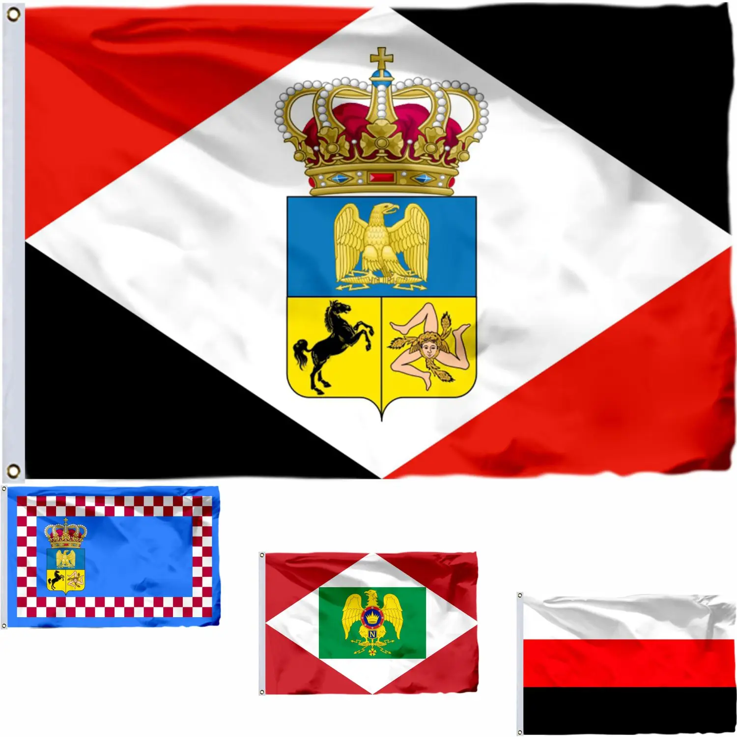 Italy-Kingdom-of-Naples-1808-Flag-IT-3X5FT-90X150CM-Principality-and ...