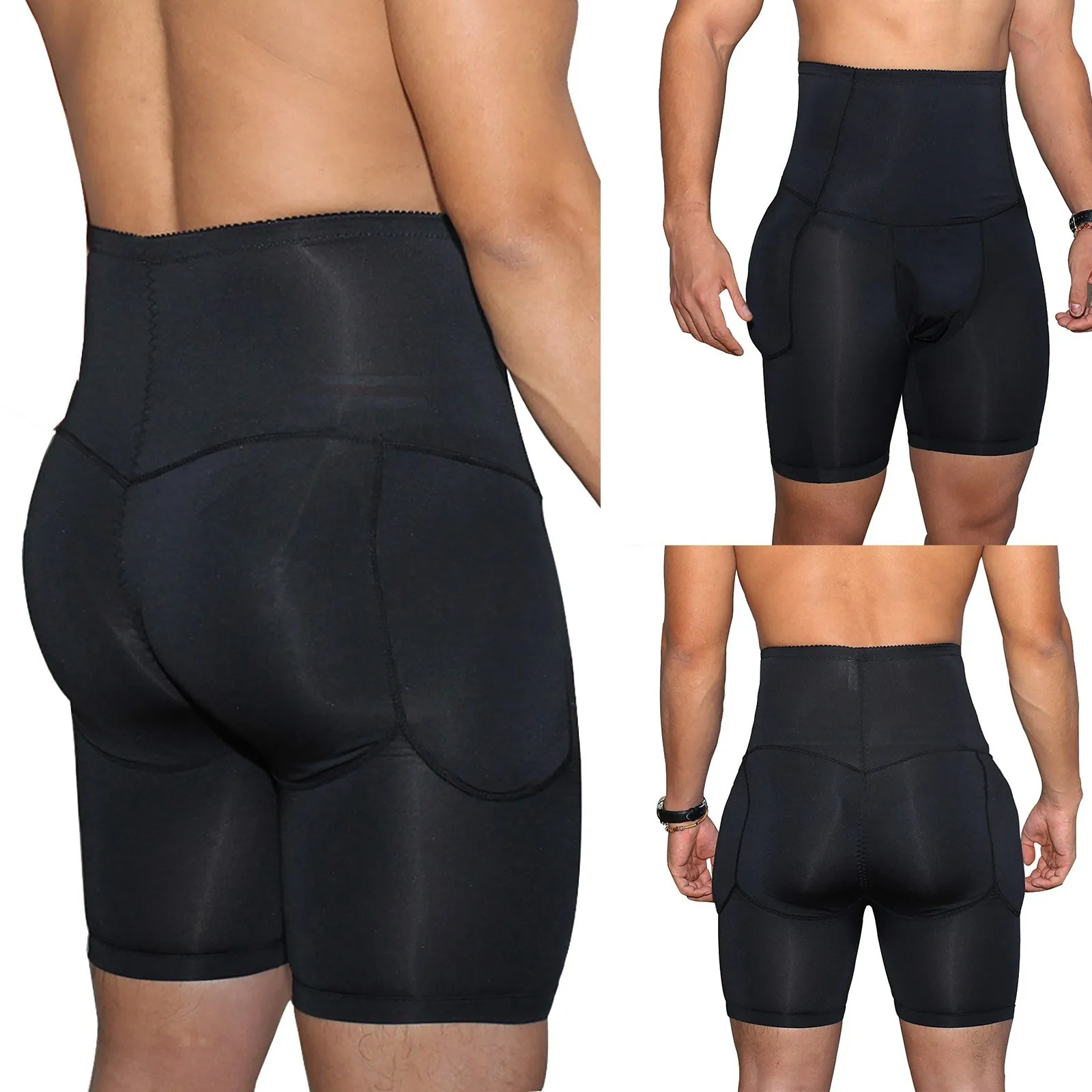 Male Sports Solid Color Egg Bag Front Hole And Hip Design Boxer Shorts ...