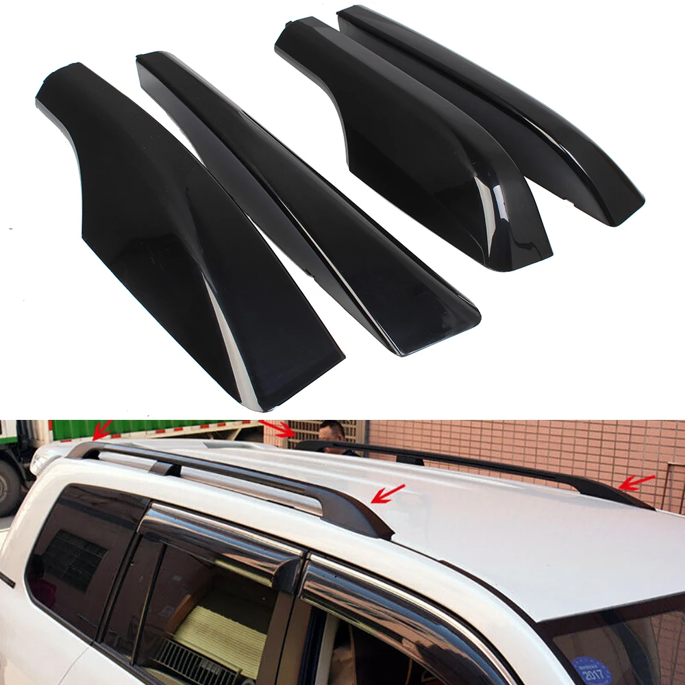 Black/silver Abs Roof Rack Bar Rail End Protection Cover Shell 4pcs For ...