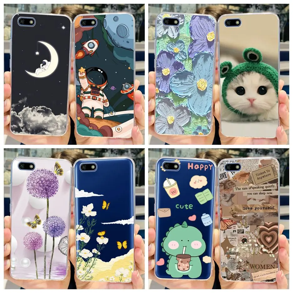 For Huawei Y5 Lite 2018 Case DRA-LX5 Luxury Painted Back Cover Clear ...