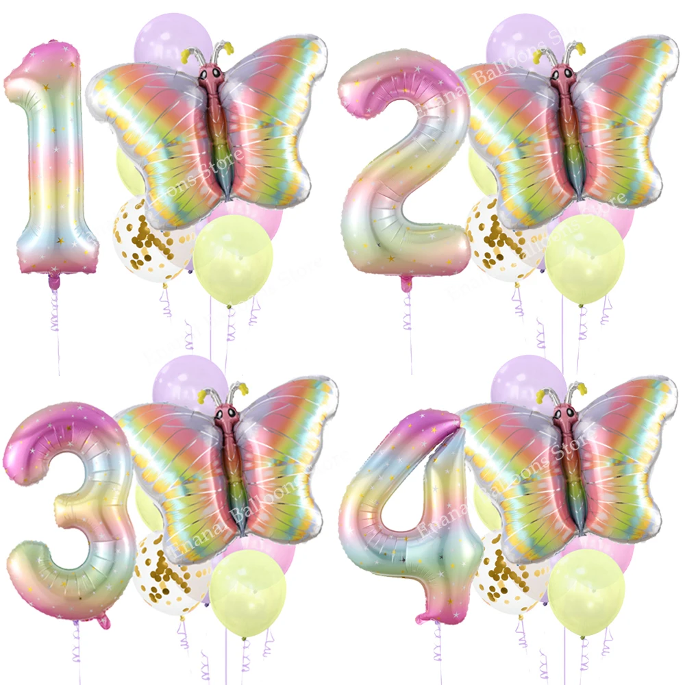8pcs-Large-Gradient-Rainbow-Butterfly-Balloon-40inch-Number-Balloon ...