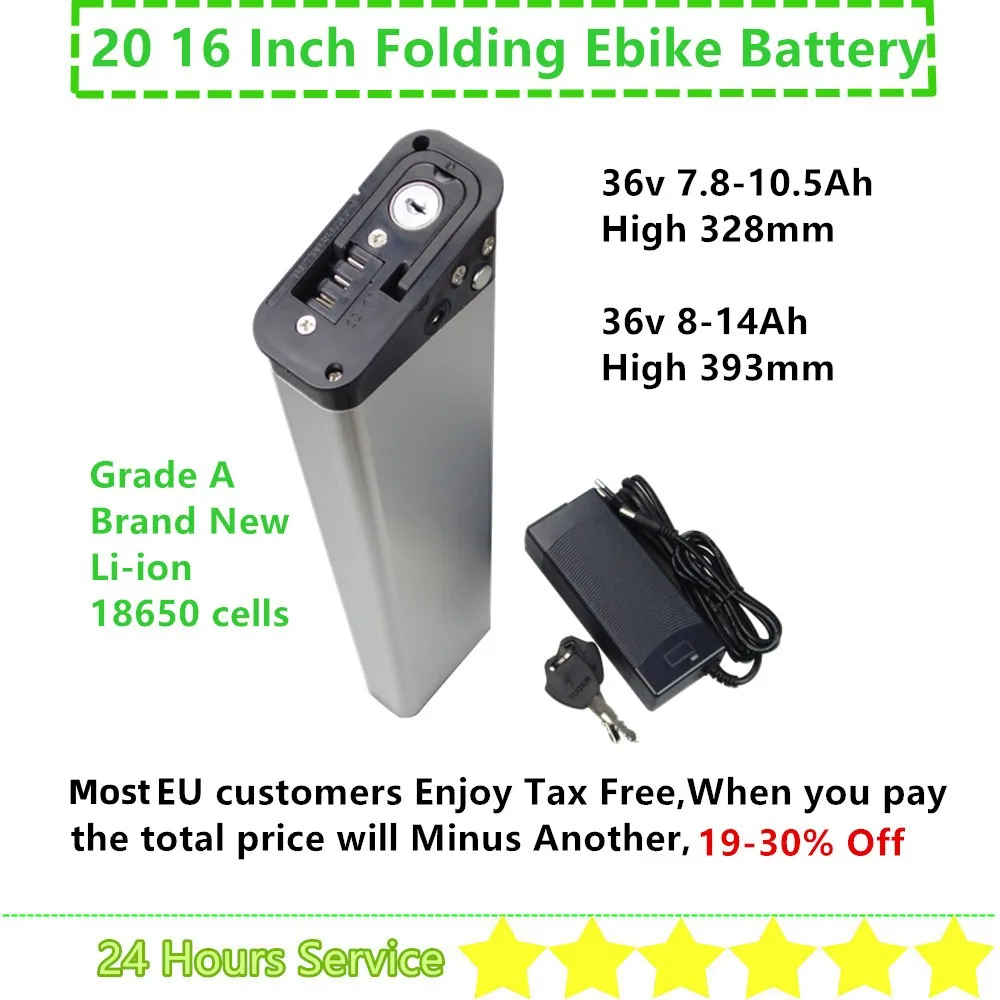 접이식 전기 자전거 배터리, 20 인치, 16 인치, 36V, 8Ah, 8.8Ah, 10Ah, 10.4Ah, 14Ah 업그레이드, Ancheer AM1908, Vivi ...