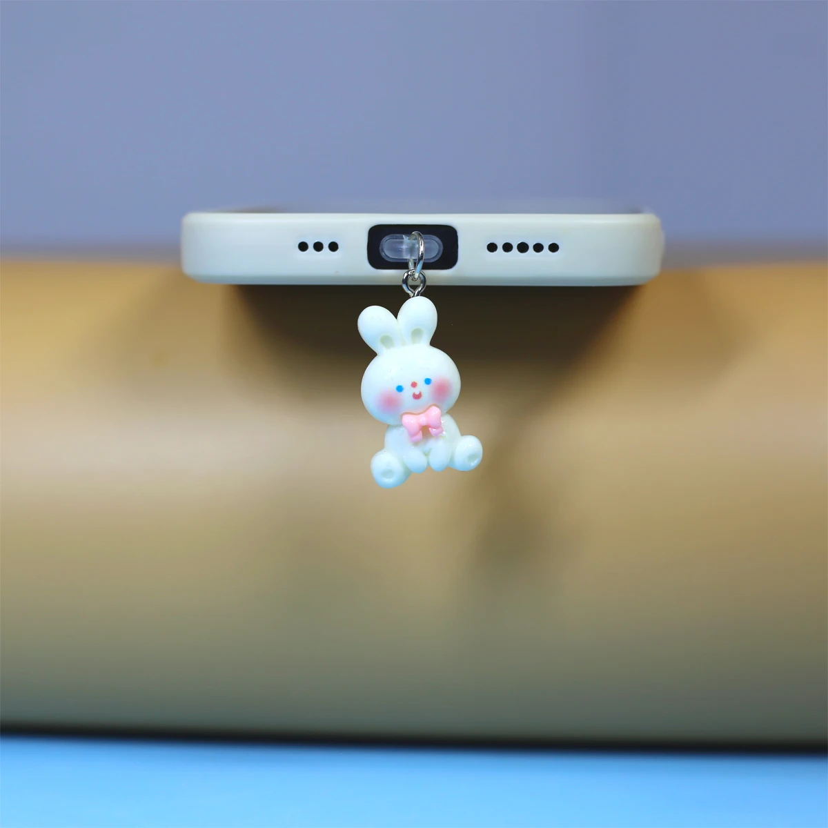 White-rabbit-phone-dust-plug-phone-port-protection-accessory-fun-little ...