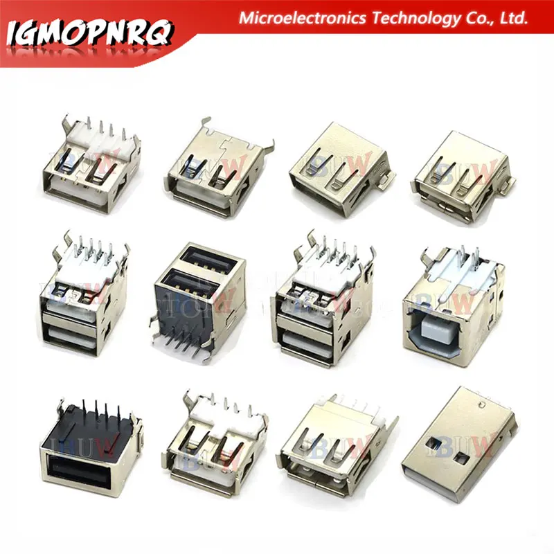 5PCS USB Type A Standard Port Female Male Solder Jacks Connector PCB ...