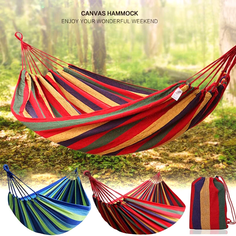 Single-Wide-Thick-Canvas-Hammock-Outdoor-Camping-Backpackaging-Leisure ...