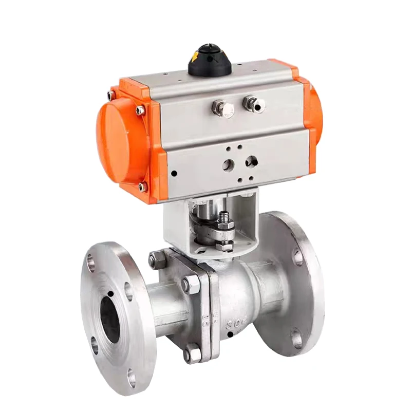 DN32-304-Stainless-Steel-Flanged-Pneumatic-Ball-Valve-Single-Acting-Cylinder-High-Temperature ...